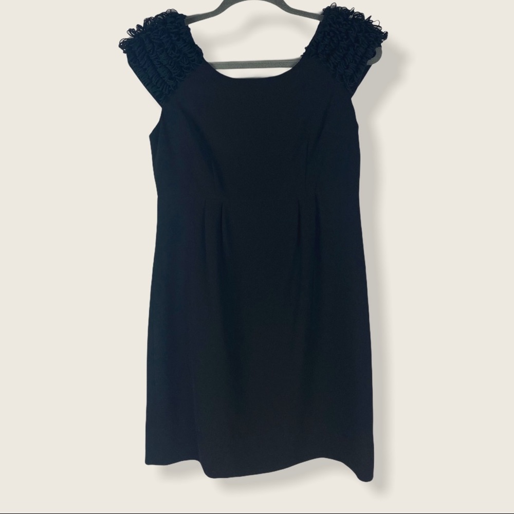 Phoebe Couture Black Sheath Dress Loop Fringe Sz 4 - Gem